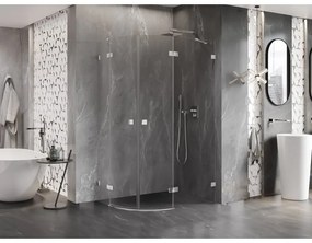Mexen Lunar, pravý půlkruhový sprchový kout 100 x 80 cm, 8mm čiré sklo, chromový profil, 833-100P-080L-01-00