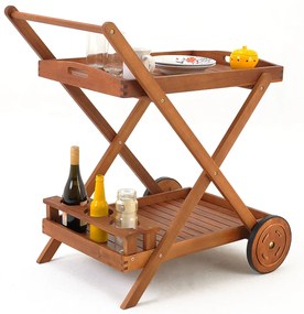 Casaria Servírovací vozík dřevěný s kolečky 100537