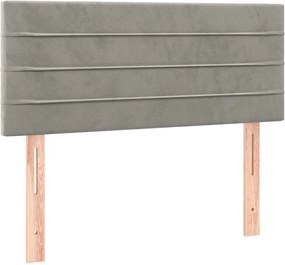 Box spring postel s matrací a LED světle šedá 90x190 cm samet 3134435