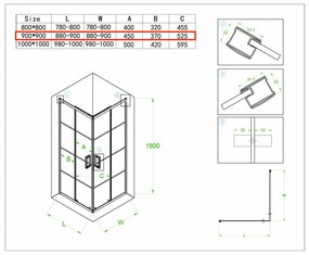 BPS-koupelny Čtvercový sprchový kout HYD-SK32B 90x90 černý/transparent