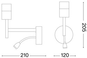 Ideal Lux - LED Flexib. lampa s monturou SET UP 1xE27/42W+LED/3W/230V USB černá