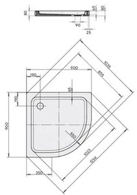 Kaldewei Arrondo Sprchová vanička 90x90 cm, antislip, bílá, Perl-effekt 460430003001