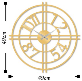 Wallexpert Dekorativní kovové nástěnné hodiny Metal Wall Clock 33 - Gold, Zlatá