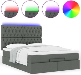 Osmanský rám postele s matrací tmavě šedá 140x190cm textil 3314087