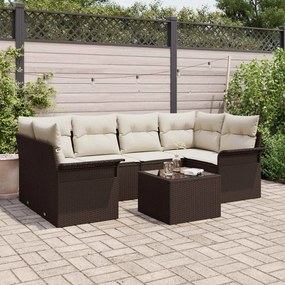Sada zahradních pohovek 7 pcs 6-Seater Hnědá a krémová 3353927