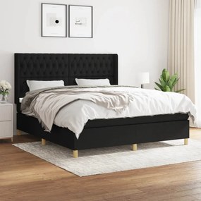 Box spring postel s matrací černá 180x200 cm textil 3132251