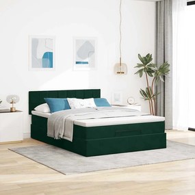 Osmanský rám postele s matrací tmavě zelená 140x190cm samet 3311774