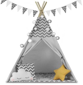Dětský stan Tepee se světlem Nukido - šedý