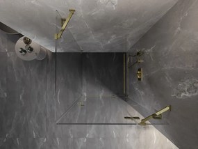 Mexen Lunar, výklopný sprchový kout pravý 90 x 90 cm, 8mm čiré sklo, zlatý profil, 834-090-090-50-00-P