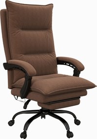 Kancelářská židle Vinsetto s masážní funkcí, naklápěcí v úhlu 155°, otočná židle s područkami, ergonomická kancelářská židle, hnědá| Aosom