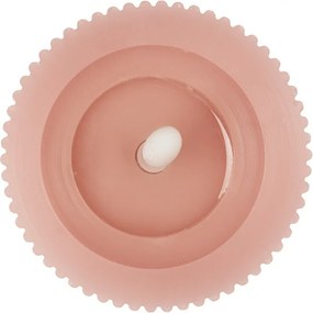 Růžová válcová svíčka s vroubkováním Led Candle - Ø 8*13 cm / 2*AA