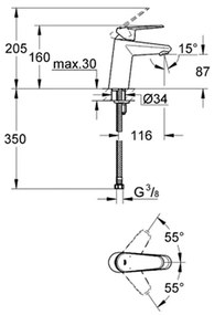 Grohe Eurodisc Cosmopolitan - Páková umyvadlová baterie bez odtokové garnitury, chrom 3246920E