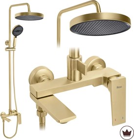 Rea Prime, sprchový set s vanovým výtokem, zlatá matná, REA-P7624