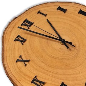 Nástěnné hodiny ze dřeva s číslicemi a kůrou | SENTOP KOR005