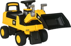 HOMCOM Dětský sezení minibagr s nastavitelnou lopatou, houkačkou, úložným prostorem pod sedadlem, dětská hračka pro děti do 25 kg, pro děti od 18 měsí