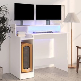 vidaXL Psací stůl s LED světly 97 x 45 x 90 cm kompozitní dřevo [805552] Barva: Bílá