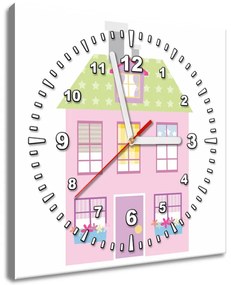 Gario Obraz s hodinami Růžový domeček Rozměry: 30 x 30 cm
