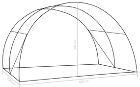 vidaXL Marketos Fóliovník 8 m² 2 x 4 x 2 m