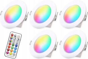 5 x Zápustné Očko Koupelnové IP44 Rgb Dálkový Ovladač