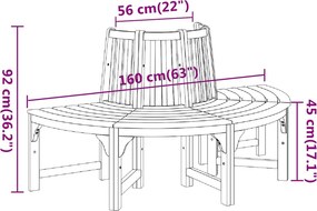 Půlkruhová lavice kolem stromu Ø 160 cm masivní eukalyptus 319423