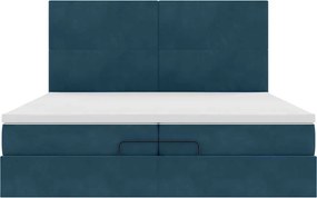 Osmanský rám postele s matrací tmavě modrý 200x200cm samet 3313425