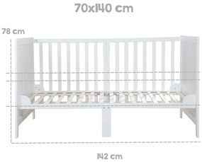 Bílá postýlka s nastavitelnou výškou 70x140 cm Easy Sleep – Roba