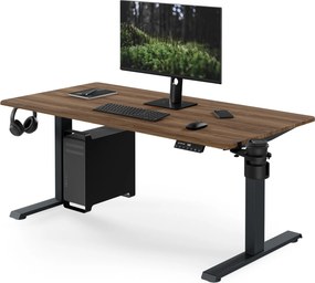 Elektrický stůl s regulací výšky ergonomický antracitový/ořech,1400x700 mm: ARIA