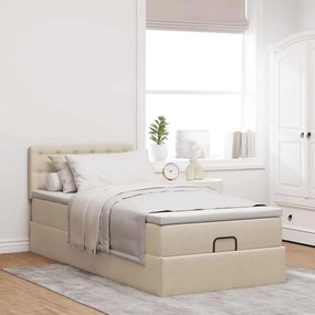 Osmanský postel s matrací krémově 90x200 cm textil 3311599