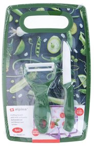 Alpina Kuchyňské prkénko na krájení s nožem a škrabkou, zelené