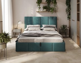 ComfortMatrace Čalouněná postel se zvedacím roštem a úložným prostorem Valencia Barva: Tyrkysová/Turquoise, Rozměr: 160x200 cm, Výška čela u hlavy: 88 cm