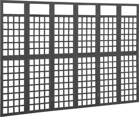 6dílná dělicí stěna / treláž masivní jedle černá 242,5 x 180 cm 316485
