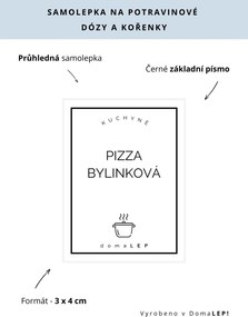 Samolepka na kořenky PIZZA BYLINKOVÁ průhledná 3 × 4 cm základní písmo