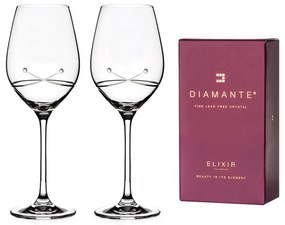 Diamante sklenice na bílé víno se Swarovski krystaly Kiss 360 ml 2KS