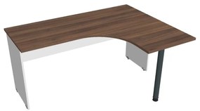Stůl ergo levý 160*120 cm - Hobis Gate GE 60 L Dekor stolové desky: ořech, Dekor lamino podnože: bílá, Barva nohy: černá