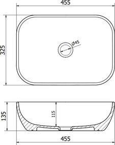 Mexen Rita, umyvadlo na desku 455x325x135 mm, bílá-imitace kamene, 21084584