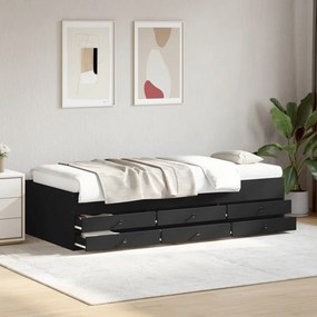 Válenda se zásuvkami bez matrace černá 75 x 190 cm 3280889