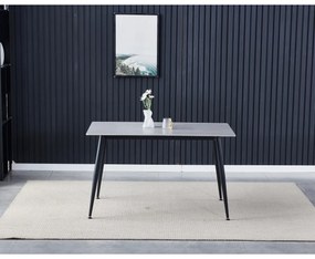 AUTRONIC Stůl jídelní 130x70x76 cm, deska slinutý kámen v imitaci matného mramoru, černé kovové nohy HT-403M GREY