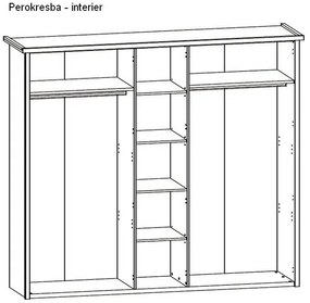 Šatní skříň Locarno, 5-dveřová, grafit/dub artisan