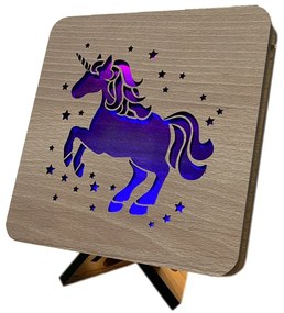 Li-Go "Jednorožec barevný" lampa 19x19cm provedení povrchu: dub světlý