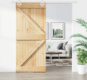 vidaXL Posuvné dveře s kováním 90 x 210 cm masivní borové dřevo [3203160]