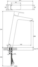 Ravak 10° Free Vysoká umyvadlová baterie, černá mat TDF015.20 X070151