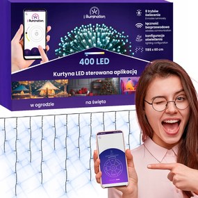 Celoroční Led závěs ovládaný Aplikací, světelná dekorace 400, girlanda
