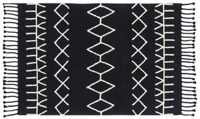 Lorena Canals bavlněný koberec černý, bílé vzory - Black&White