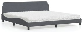 Postel s matrací Dover tmavě šedá 200 x 200 cm samet 3208472