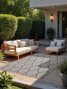 NORTHRUGS, Kusový koberec Duet Liora 106246 White/Gray - na ven i na doma, 200x290, šedá, chodba / předsíň