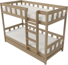 Benlemi Patrová postel PLOTTY s žebříkem 90x200 cm Zvolte barvu: Béžová, Zvolte šuplík: Přistýlka 90x190 cm, Zvolte stranu: Vpravo