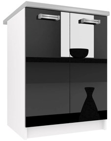 Kuchyňská skříňka Belini spodní 60 cm černý lesk s pracovní deskou  INF SD2-60/0/WT/B/0/D