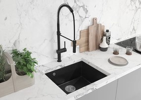 Laveo Ibiza, 1-komorový granitový dřez 560x460x220 mm, černá, LAV-SBI_710U