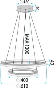 Toolight Toolight, LED stropní svítidlo 60cm, 75W, 3000K, LHJ043-CP2, zlatá, OSW-50020