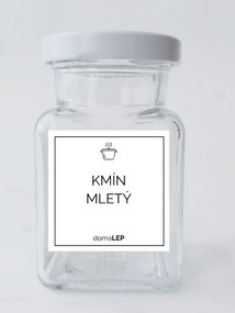 Samolepka na kořenky KMÍN MLETÝ bílá 5 × 5 cm základní písmo
